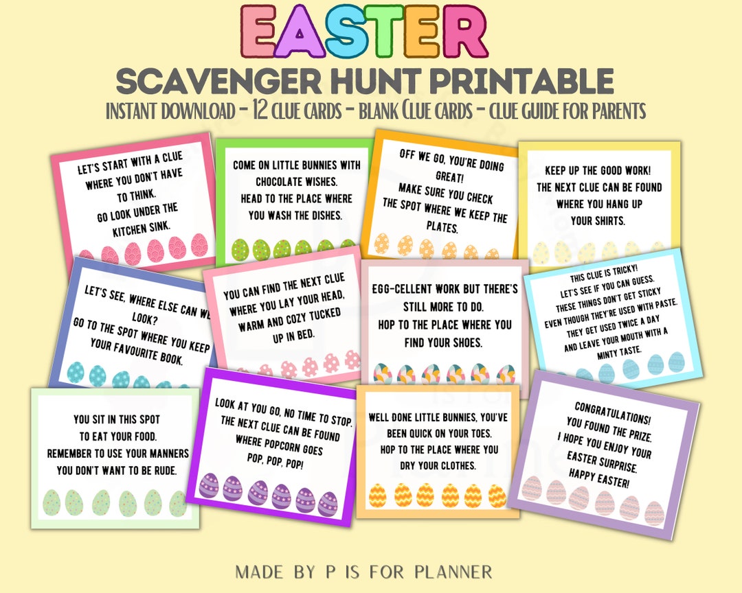 Indoor Easter Scavenger Hunt, Easter Game for Kids, Treasure Hunt for ...