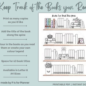 Book Tracker Printable Bookshelf Reading Log Planner Insert Plant Theme ...