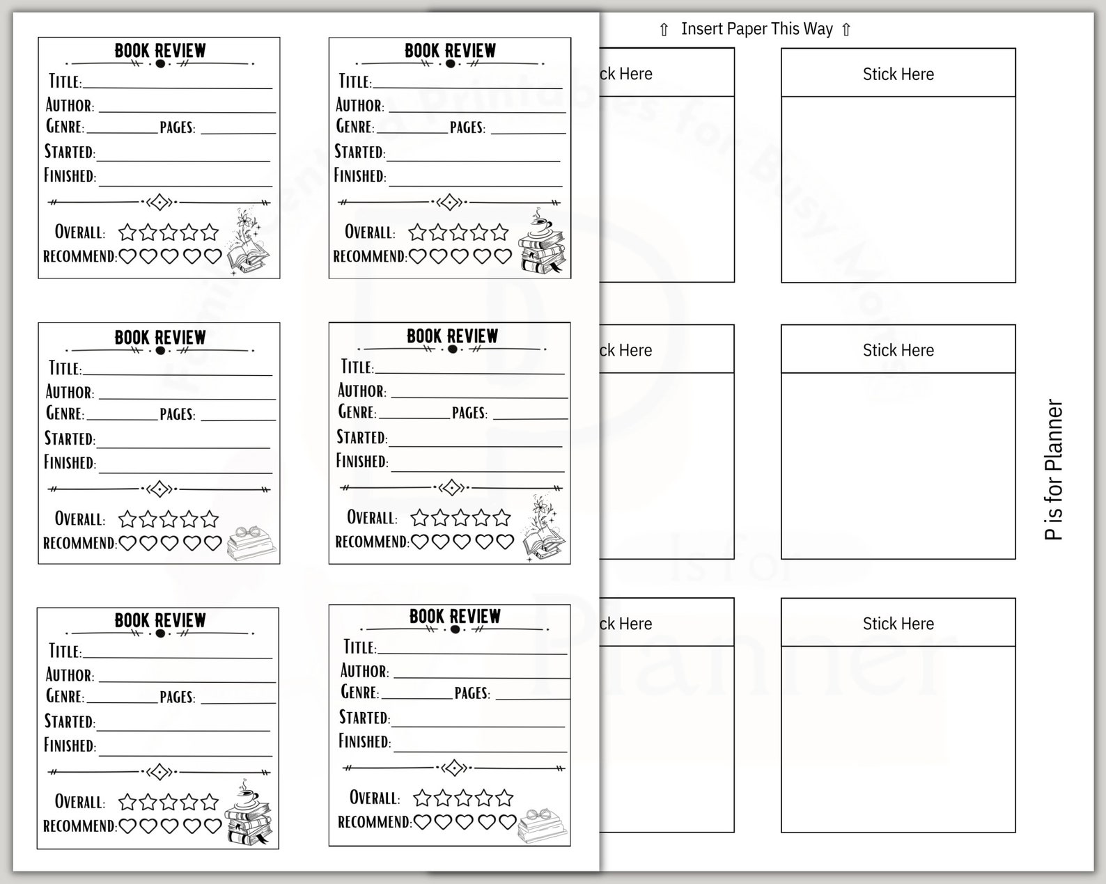 Book Review Sticky Notes, Printable Sticky Note Template, Book Review ...