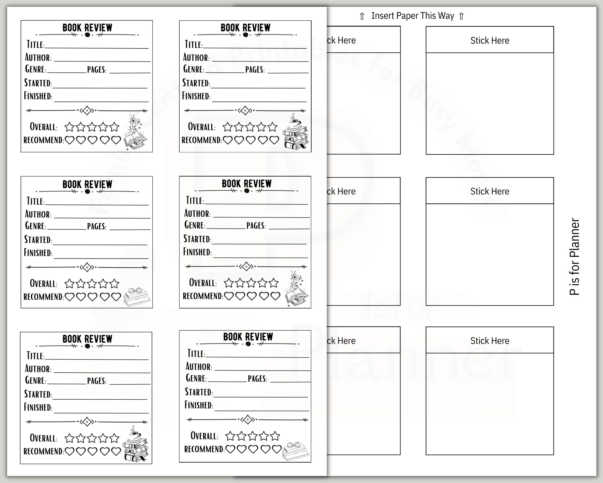 Book Review Sticky Notes, Printable Sticky Note Template, Book Review ...