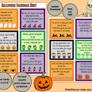 Halloween Scavenger Hunt for Kids, Indoor Halloween Treasure Hunt Clues ...