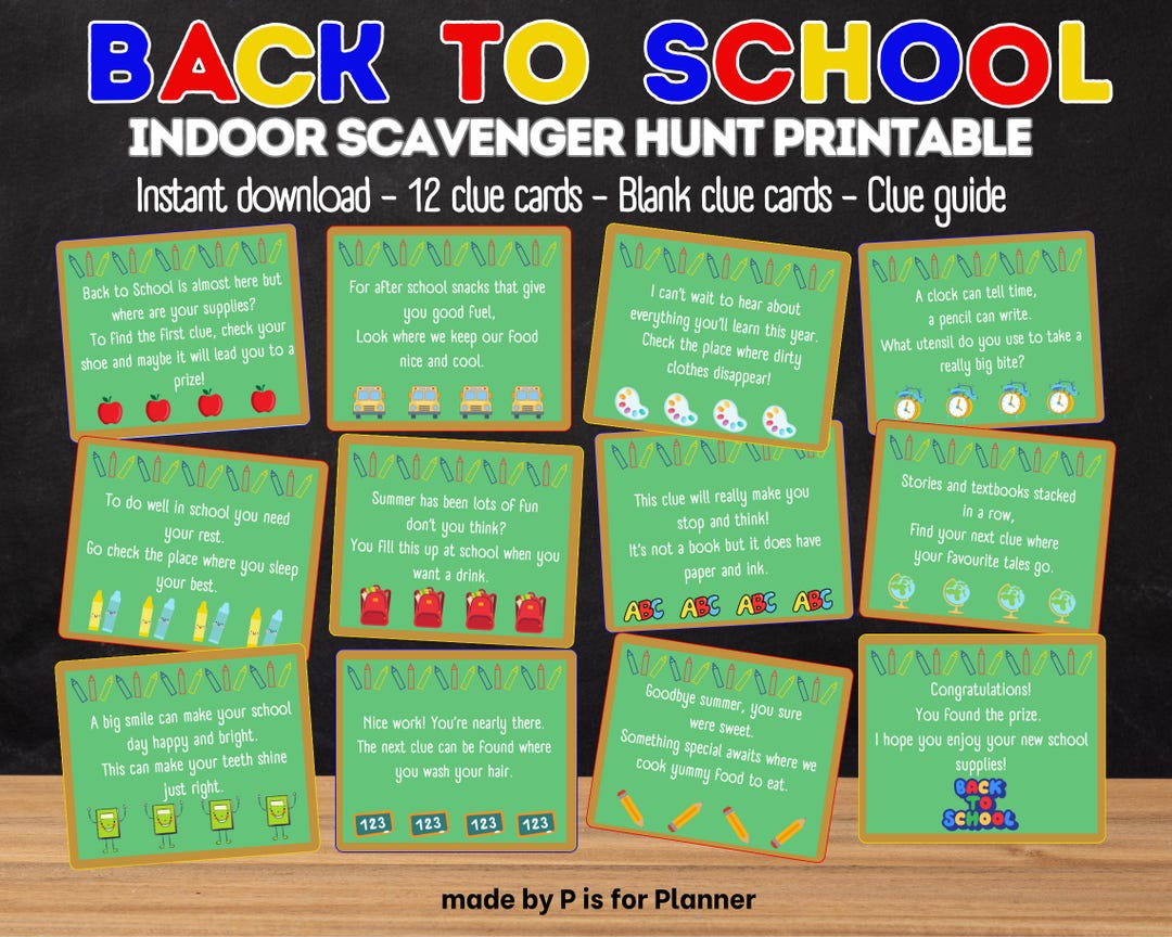 Back to School Scavenger Hunt for Kids, Indoor Treasure Hunt, Fun Back ...