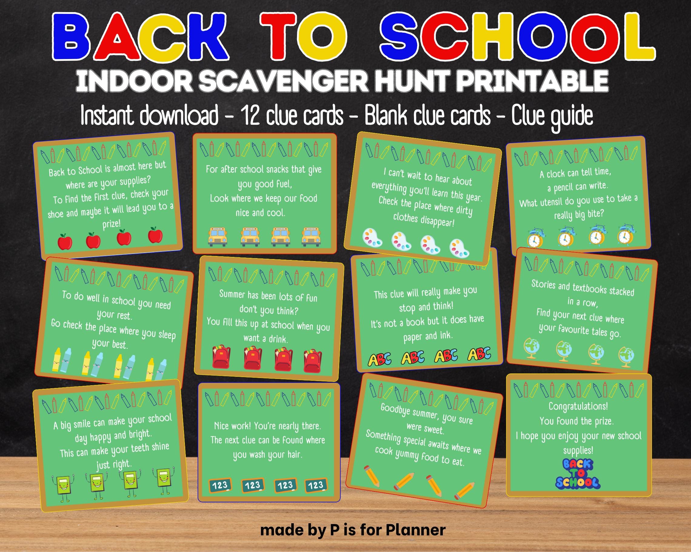 Back to School Scavenger Hunt for Kids, Indoor Treasure Hunt, Fun Back ...