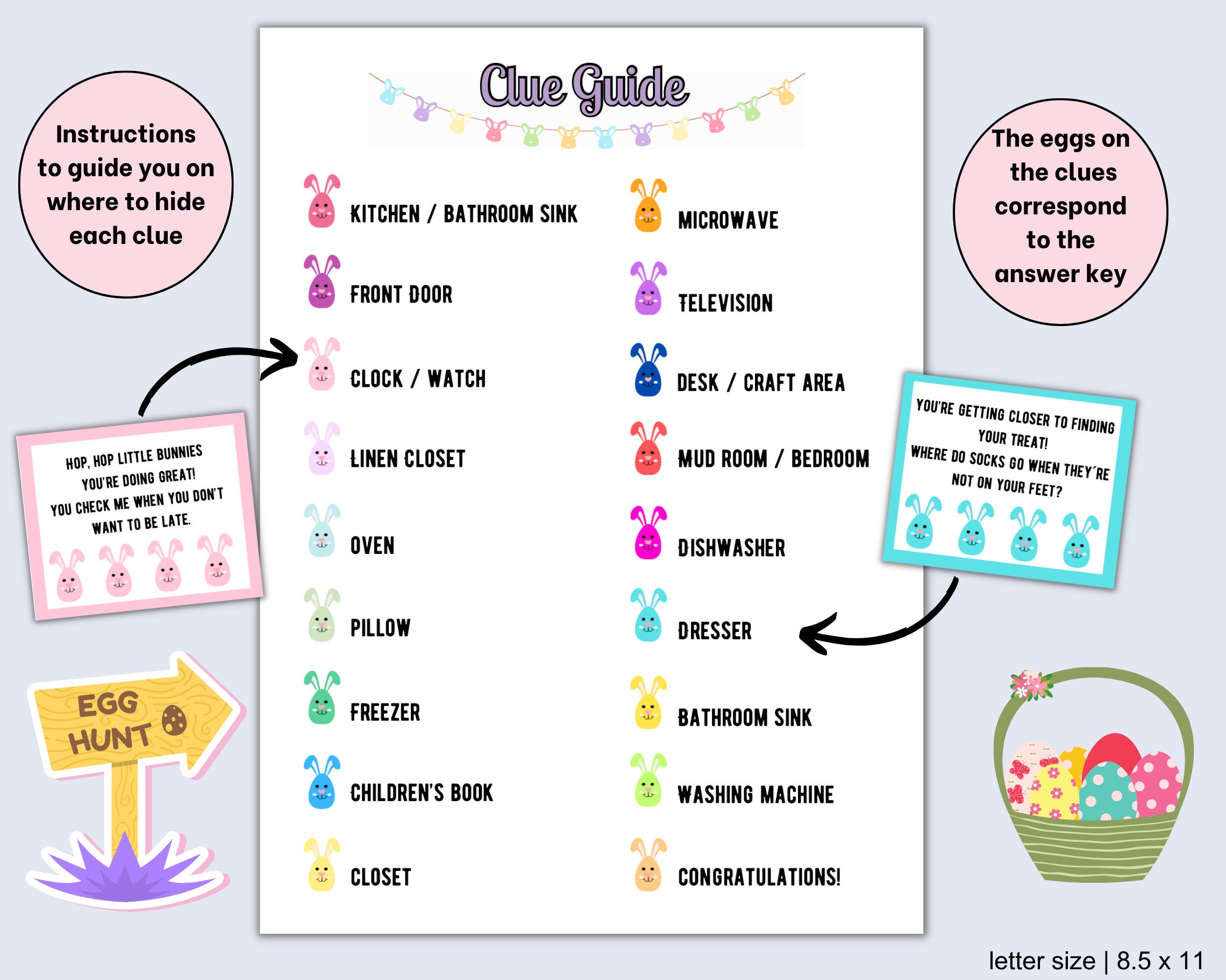 Easter Scavenger Hunt for Kids, Indoor Easter Treasure Hunt Clues, Fun ...