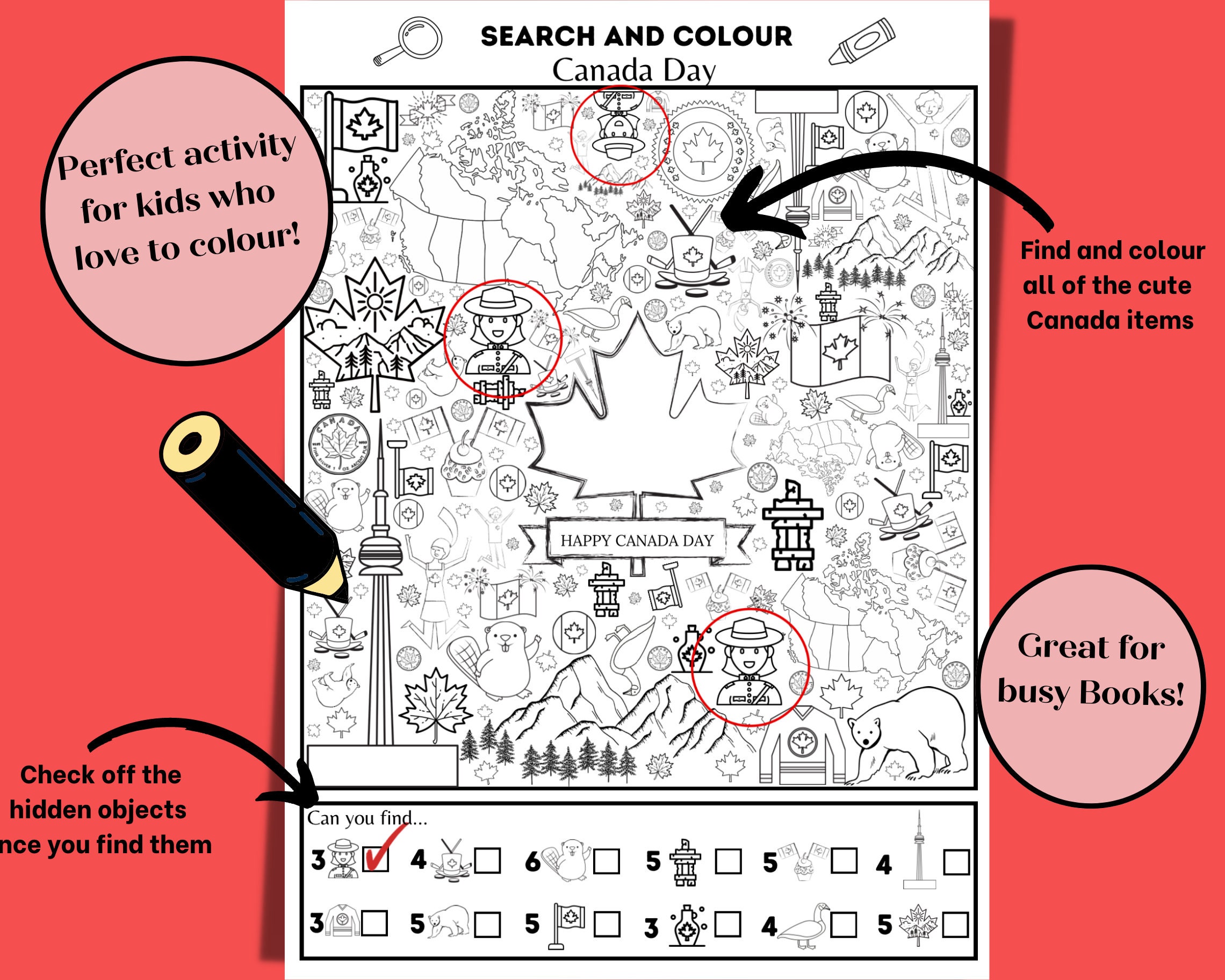 Canada Day Search and Colour Printable, Canada Day Colouring Page, I ...