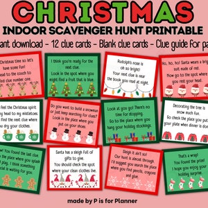 Christmas Scavenger Hunt for Kids, Indoor Holiday Treasure Hunt Clues ...