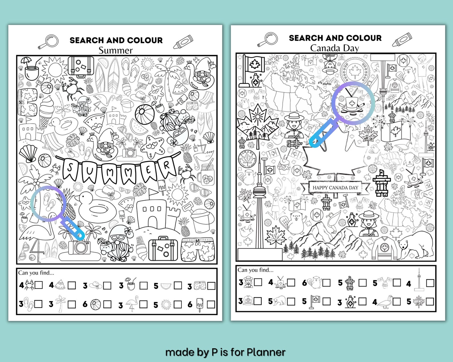 Search and Color Game Bundle, Printable Seek and Find Hidden Objects ...