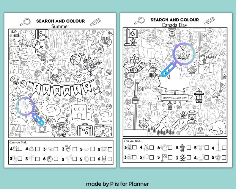 Search and Color Game Bundle, Printable Seek and Find Hidden Objects ...