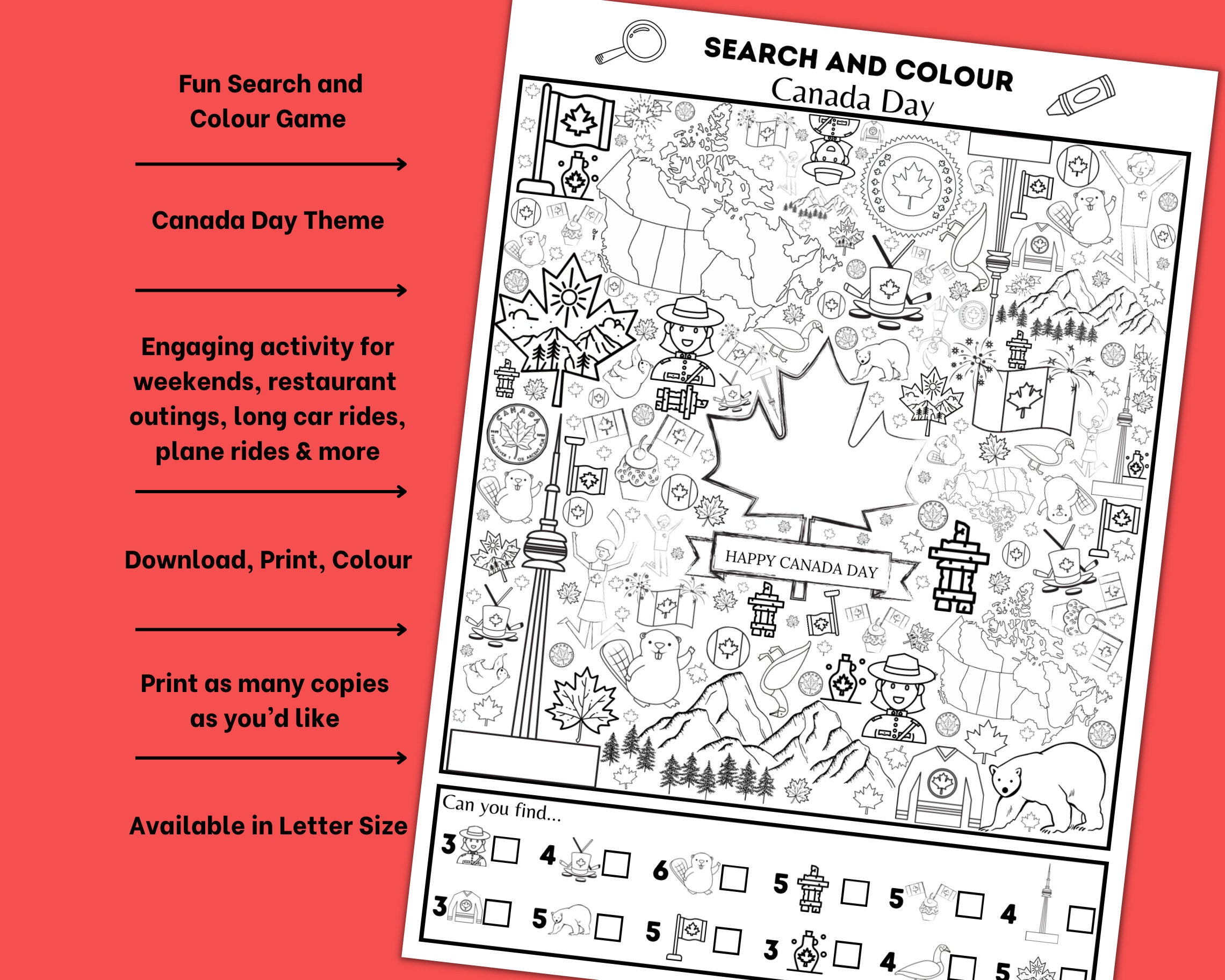 Canada Day Search and Colour Printable, Canada Day Colouring Page, I ...
