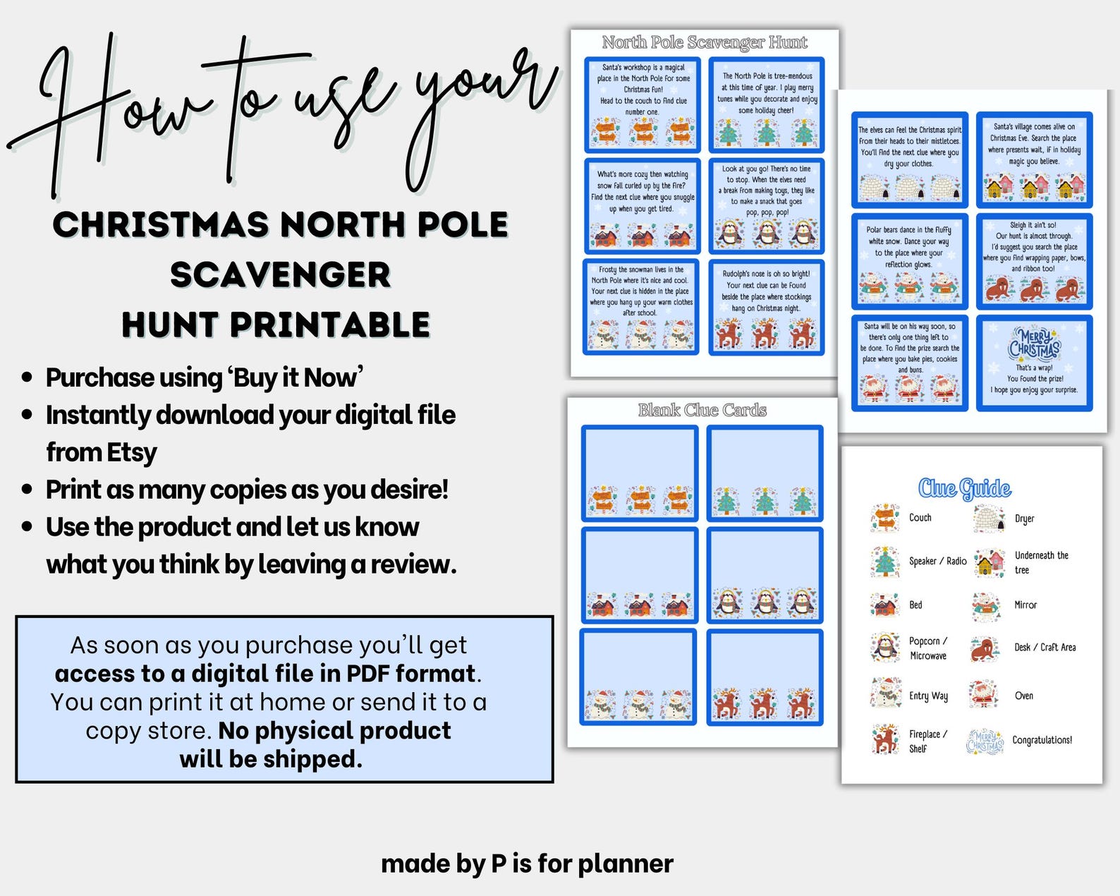 Christmas Scavenger Hunt for Kids, North Pole Adventure, Indoor Holiday ...