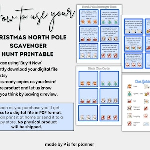 Christmas Scavenger Hunt for Kids, North Pole Adventure, Indoor Holiday ...