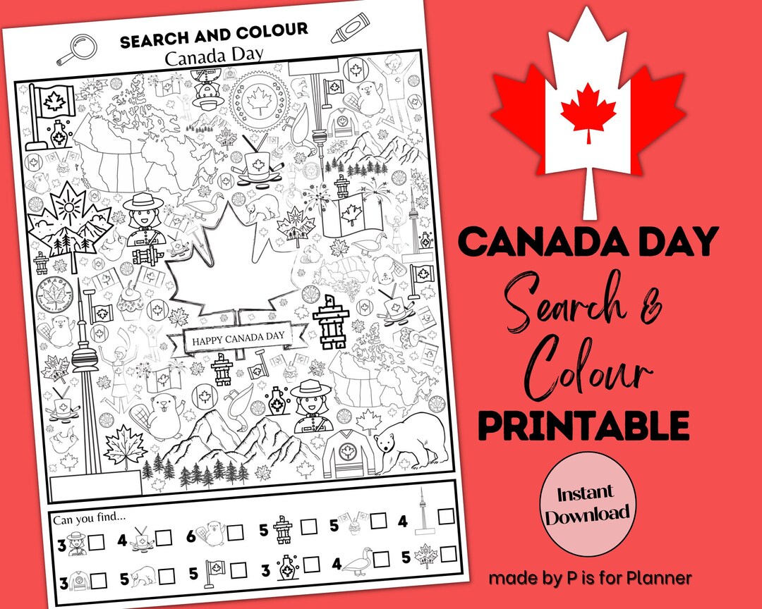 Canada Day Search and Colour Printable, Canada Day Colouring Page, I ...