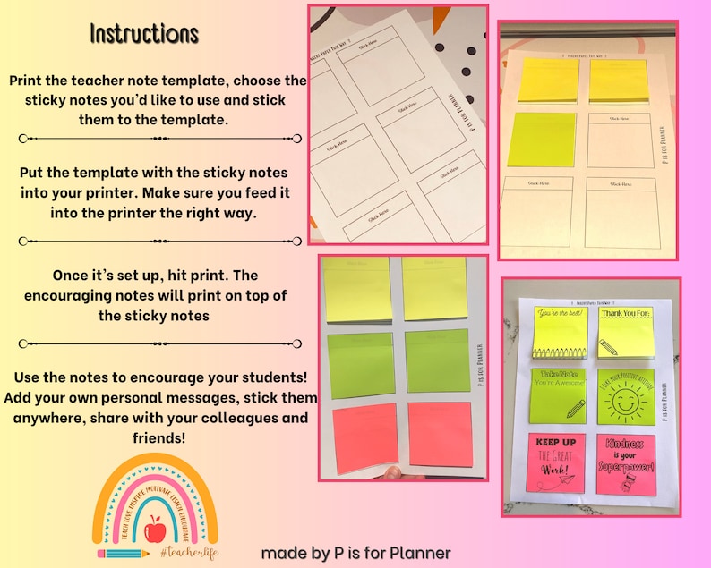 Back to School Sticky Notes, Printable Sticky Notes, Teacher Notes ...