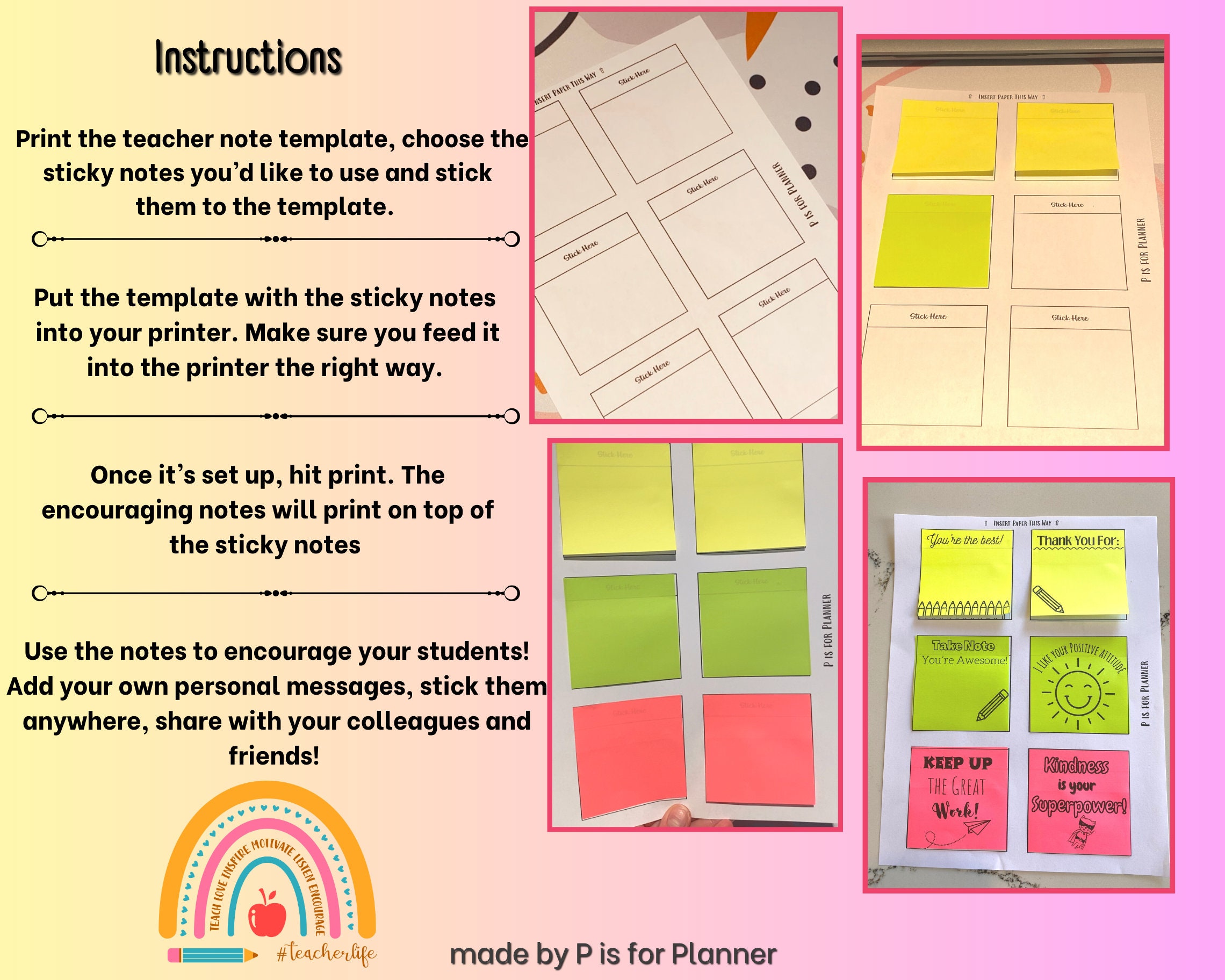 Back to School Sticky Notes, Printable Sticky Notes, Teacher Notes ...