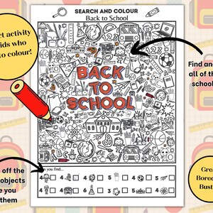 Back to School Search and Color Printable, Back to School Coloring ...