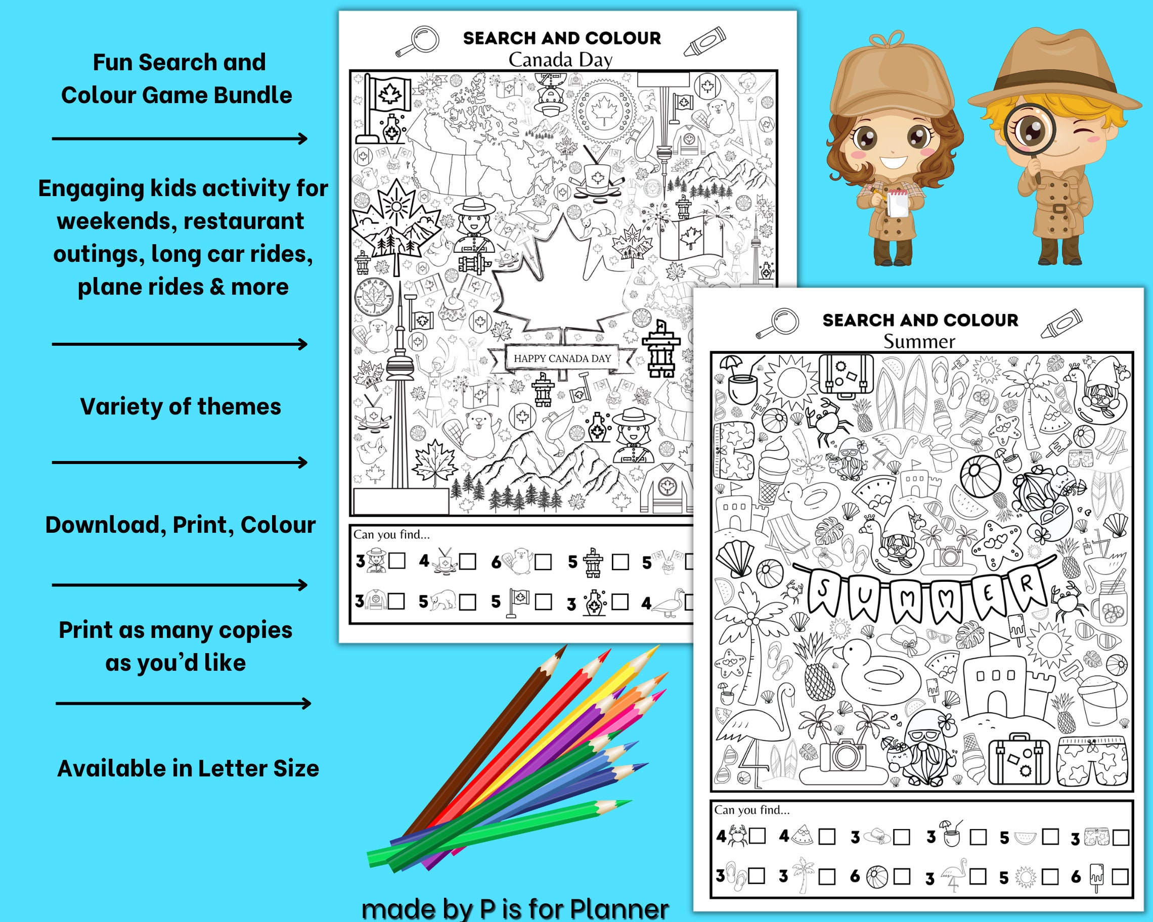 Search and Colour Printable Game Bundle, Seek and Find Kids Activity ...