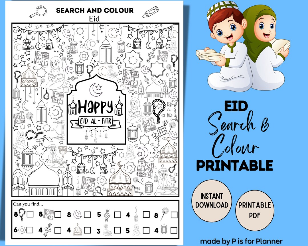 Eid Search and Colour Printable, Ramadan Colouring Page, I Spy Eid Game ...