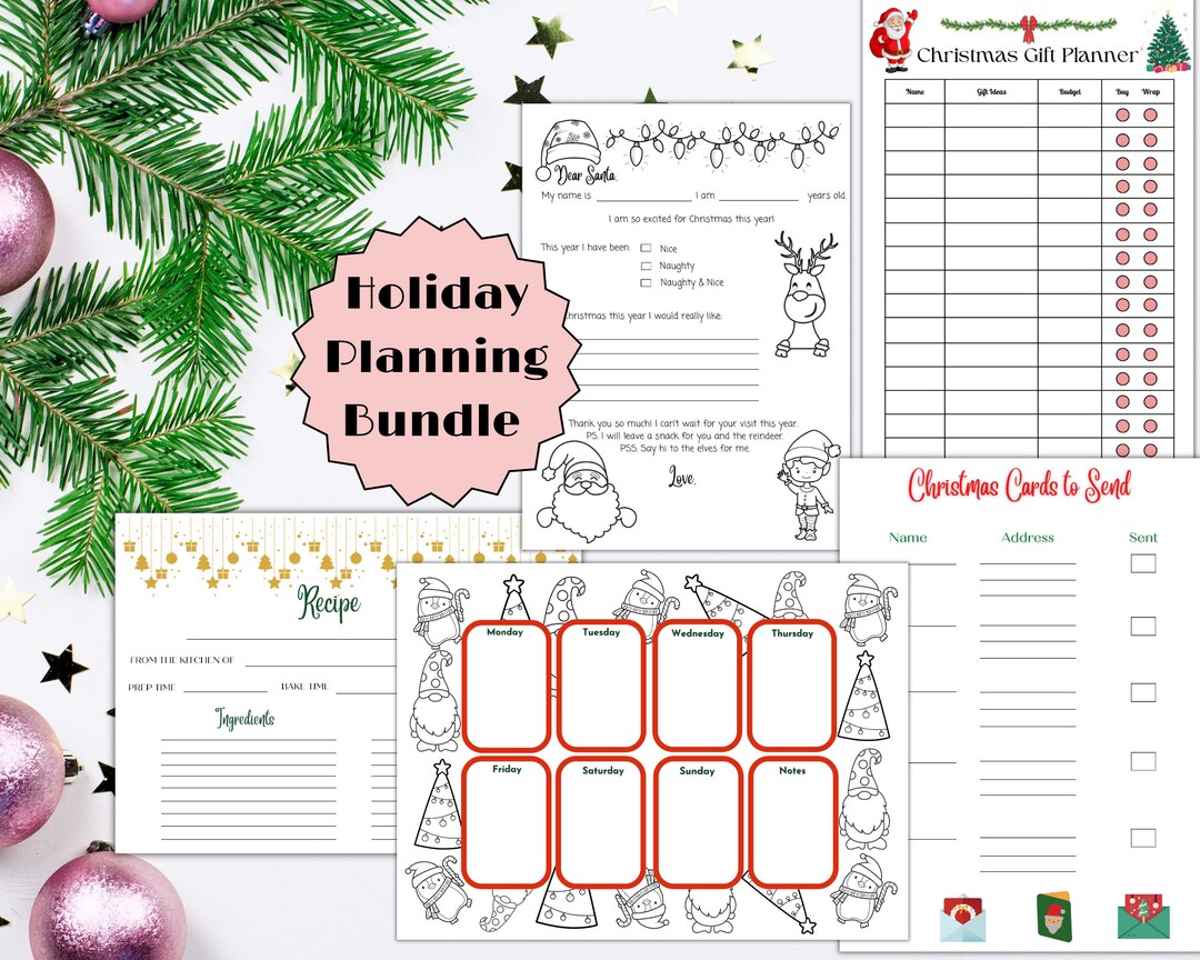 Printable Christmas Planner Bundle, Weekly Planner Page, Christmas Gift ...