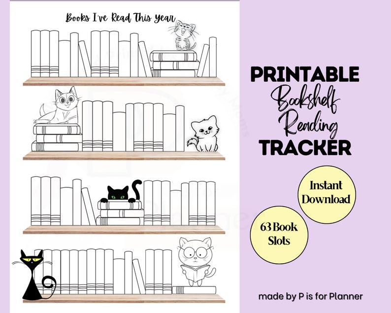 Bookshelf Printable, Reading Tracker, Reading Challenge, Reading ...