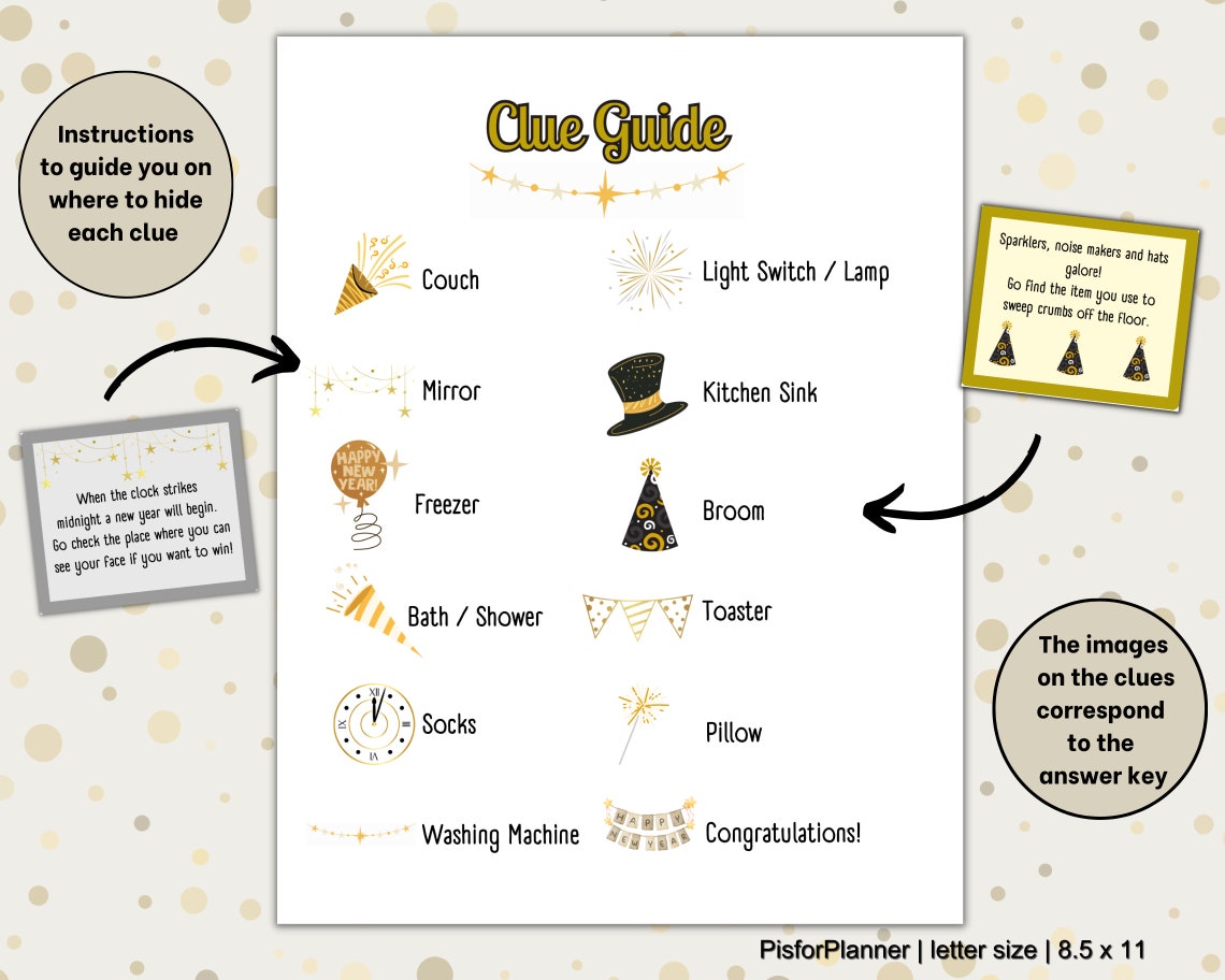 New Years Eve Scavenger Hunt for Kids, Indoor Holiday Treasure Hunt ...