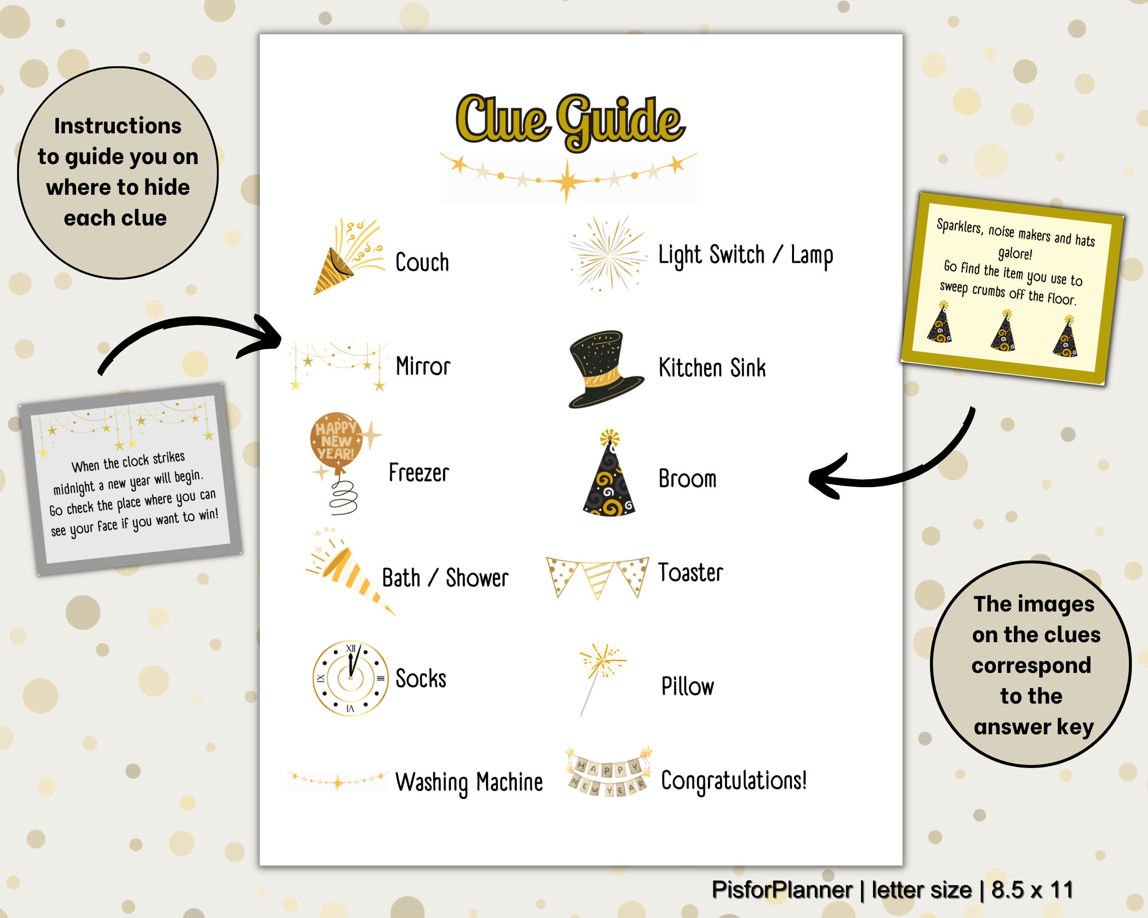 New Years Eve Scavenger Hunt for Kids, Indoor Holiday Treasure Hunt ...