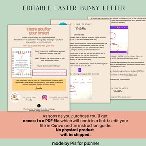Editable Easter Bunny Letter Template Printable, Easter Basket Note ...