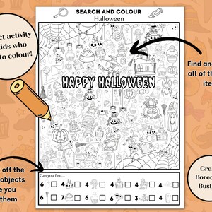 Halloween Search and Color Printable, Halloween Colouring Activity Page ...