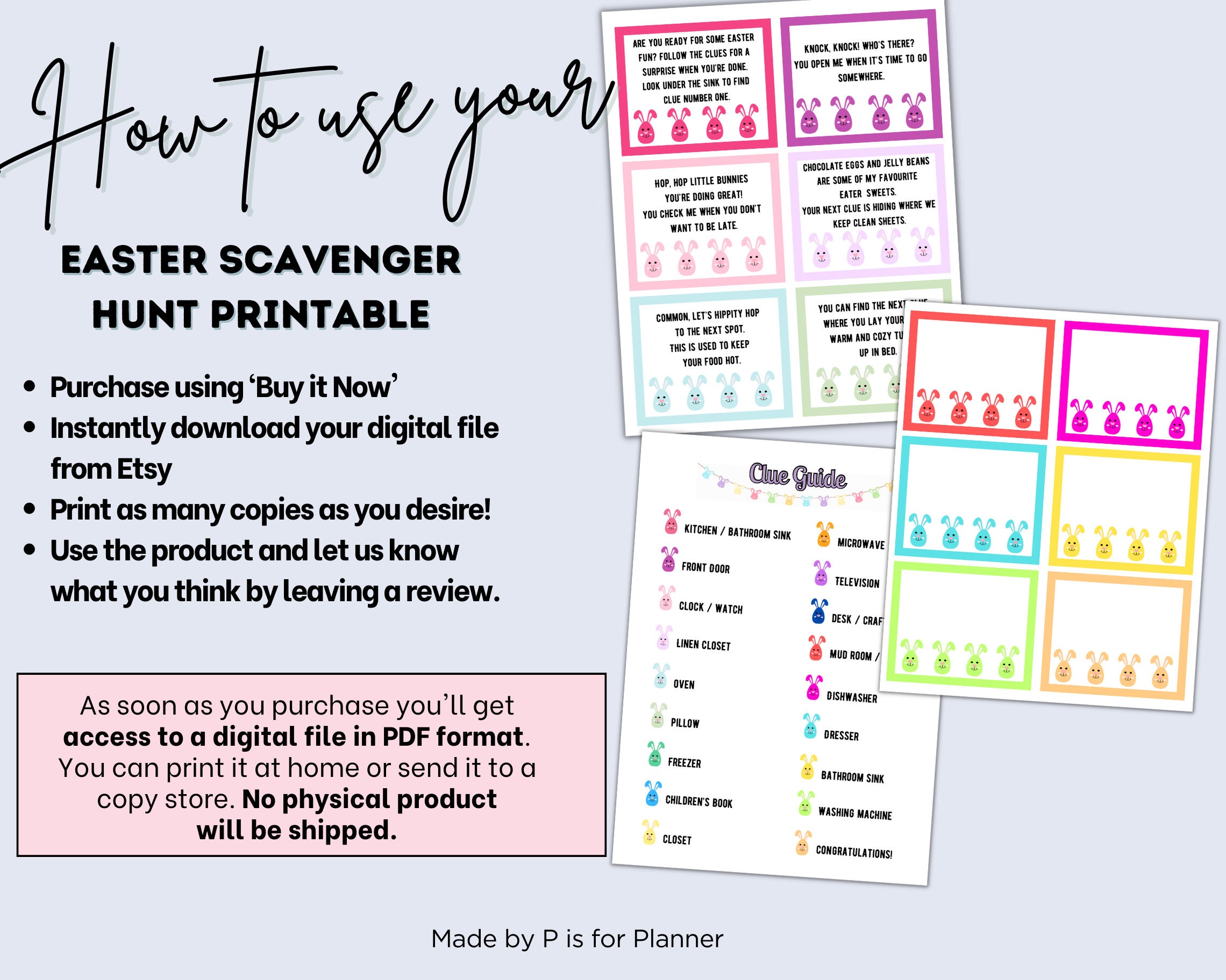 Easter Scavenger Hunt for Kids, Indoor Easter Treasure Hunt Clues, Fun ...