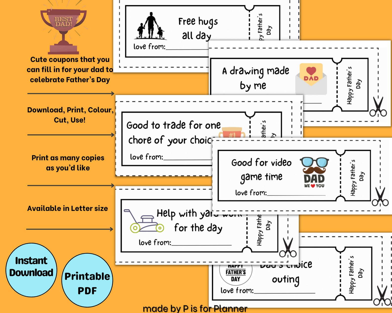 Father’s Day Coupons, Printable Coupon Book, Father’s Day Gift - Etsy