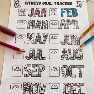 Printable Fitness Goal Tracker, Daily Workout Tracker, Monthly Weight ...