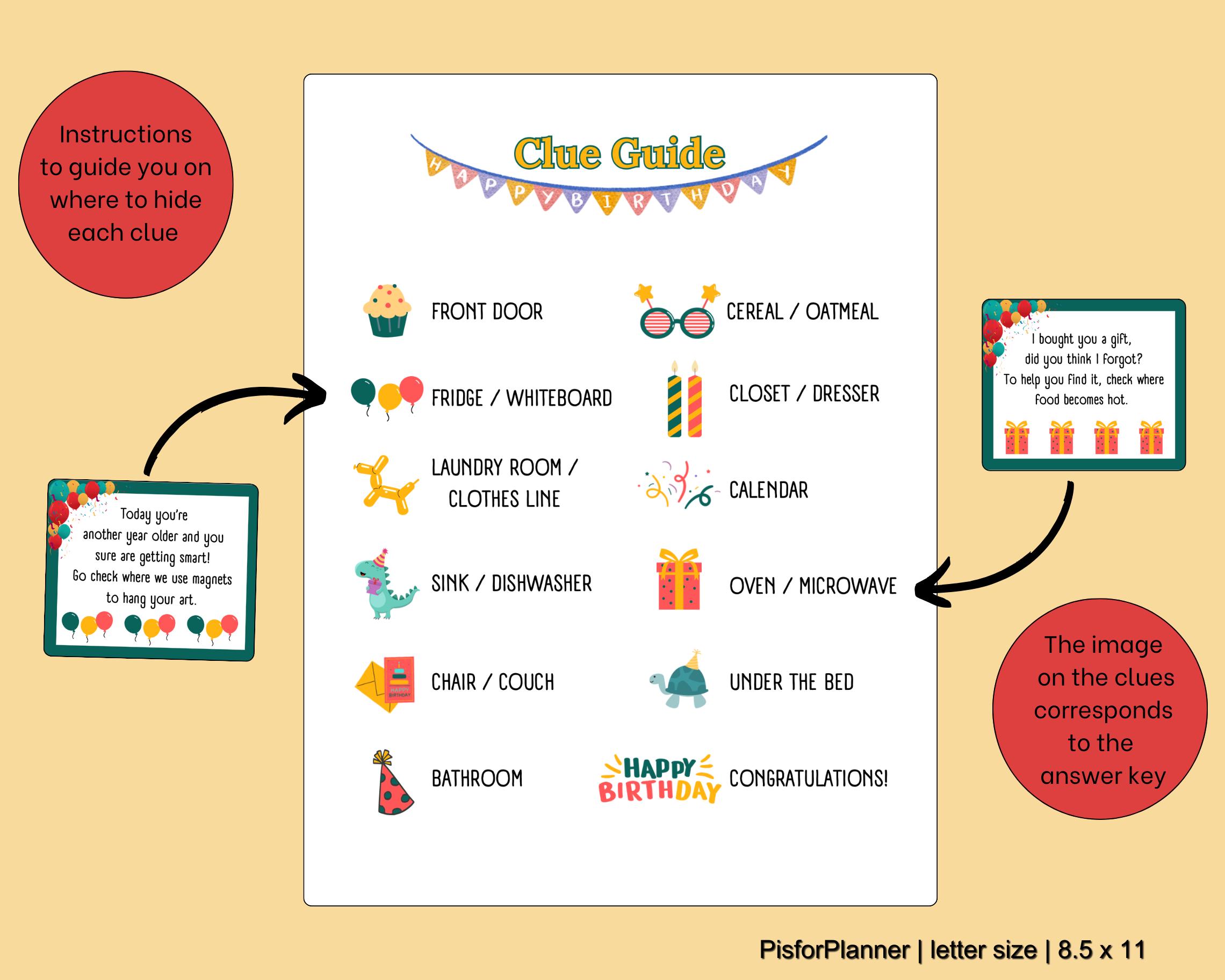 Birthday Scavenger Hunt for Kids, Birthday Treasure Hunt, Indoor ...