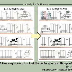 Bookshelf Reading Tracker Printable, Yearly Reading Challenge, Books I ...