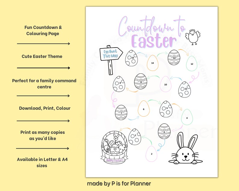 Easter Countdown Printable Activity, Easter Colouring Page, Easter Game ...