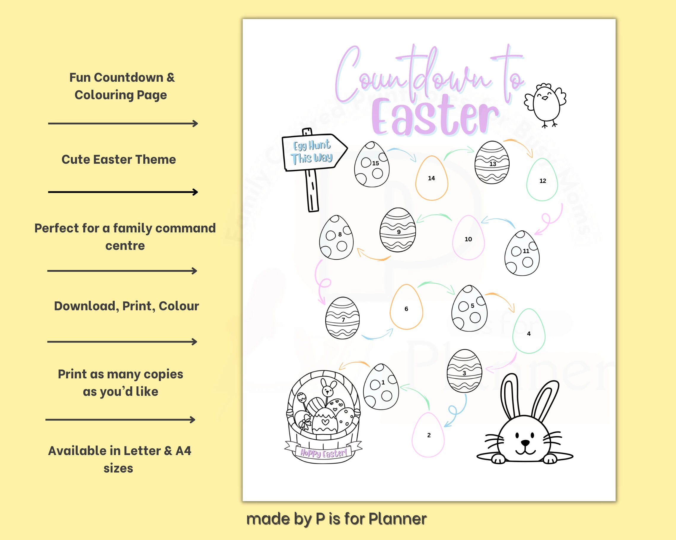 Easter Countdown Printable Activity, Easter Colouring Page, Easter Game ...