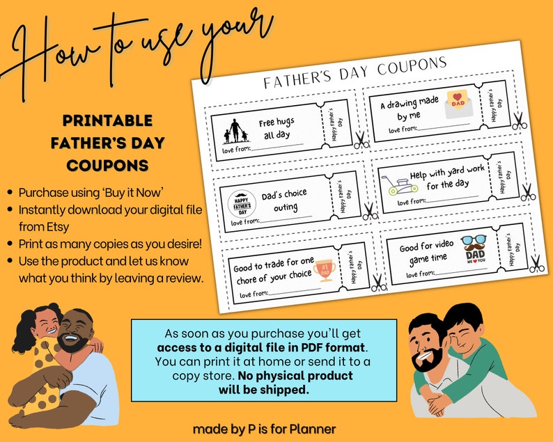 Father’s Day Coupons, Printable Coupon Book, Father’s Day Gift - Etsy