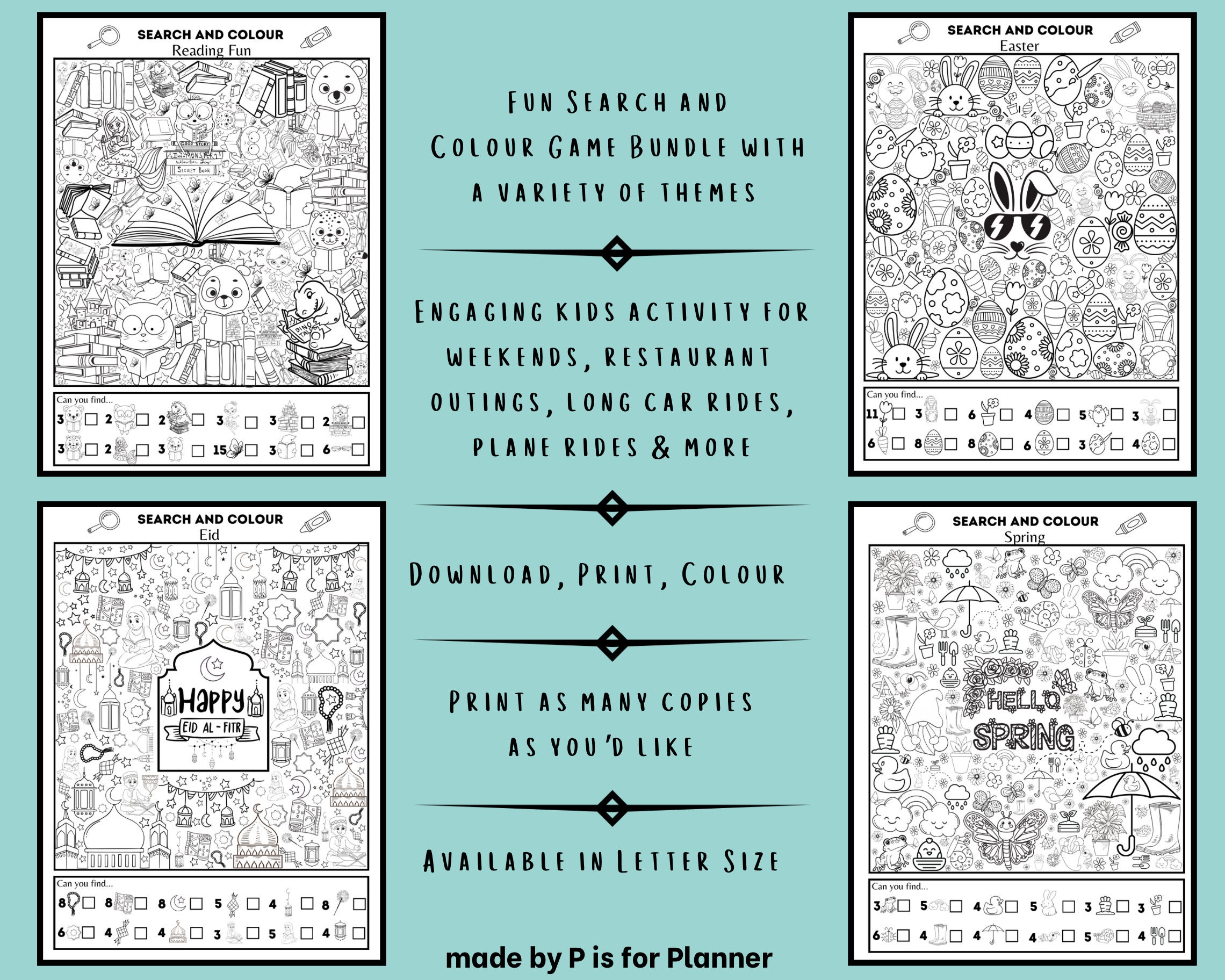 Search and Color Game Bundle, Printable Seek and Find Hidden Objects ...