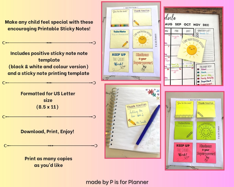 Motivational Sticky Notes for Kids, Printable Sticky Notes, Adhesive ...