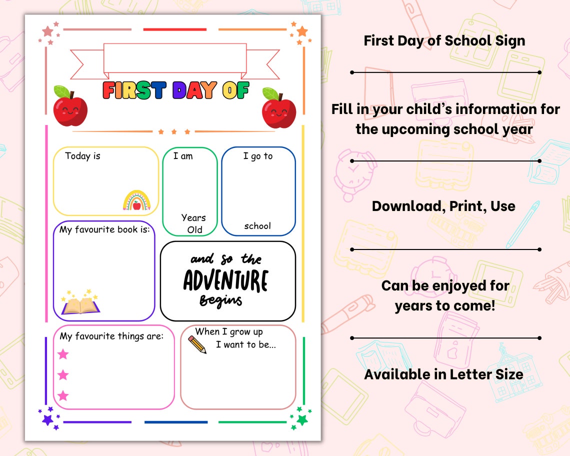 First and Last Day of School Sign Templates, Printable Editable Back to ...