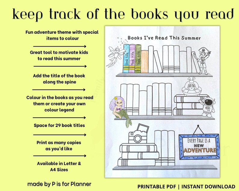 Reading Tracker Printable, Kids Summer Reading Log, Summer Reading ...
