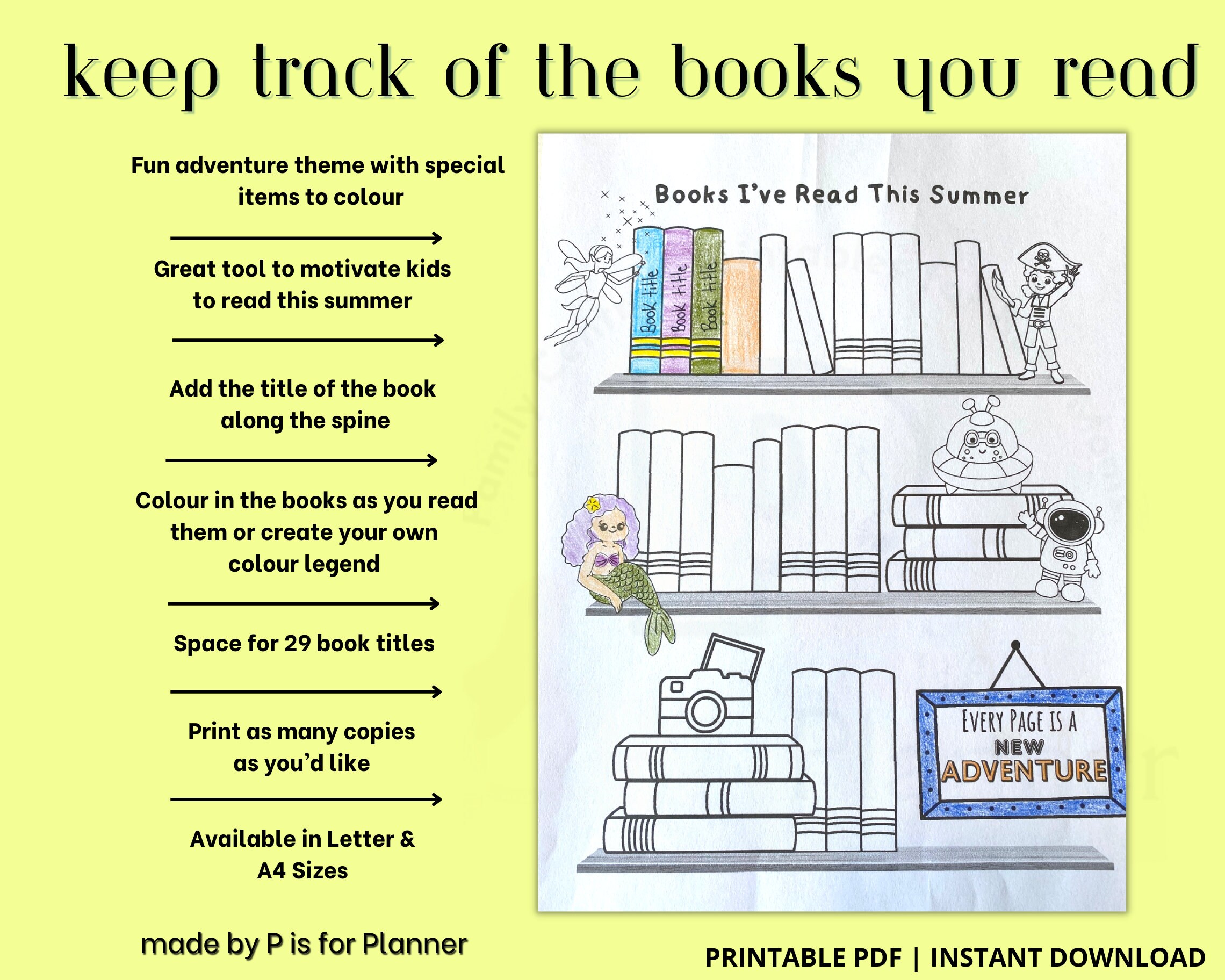 Reading Tracker Printable, Kids Summer Reading Log, Summer Reading ...