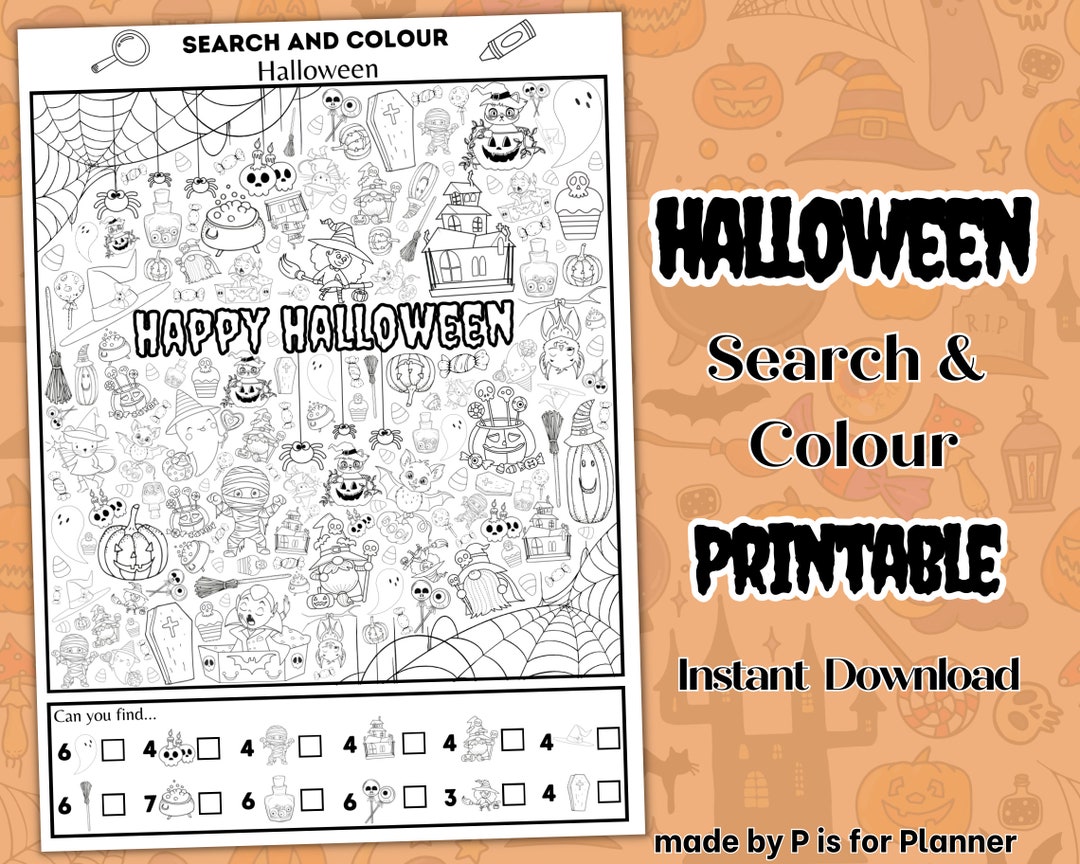 Halloween Search and Color Printable, Halloween Colouring Activity Page ...