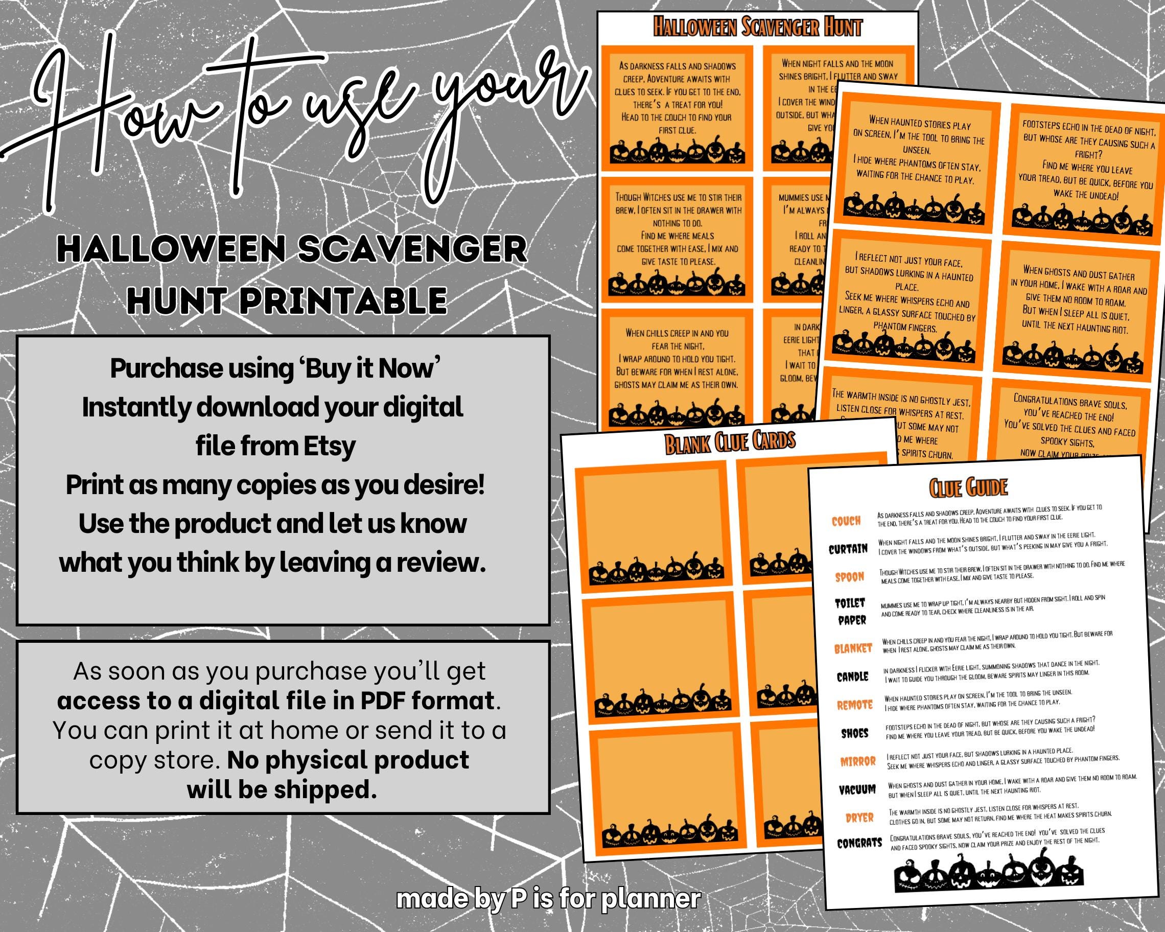 Halloween Scavenger Hunt for Tweens, Indoor Halloween Treasure Hunt ...