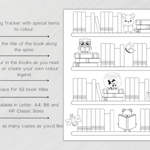 Bookshelf Reading Tracker Printable, Reading Challenge Bookshelf 52 ...