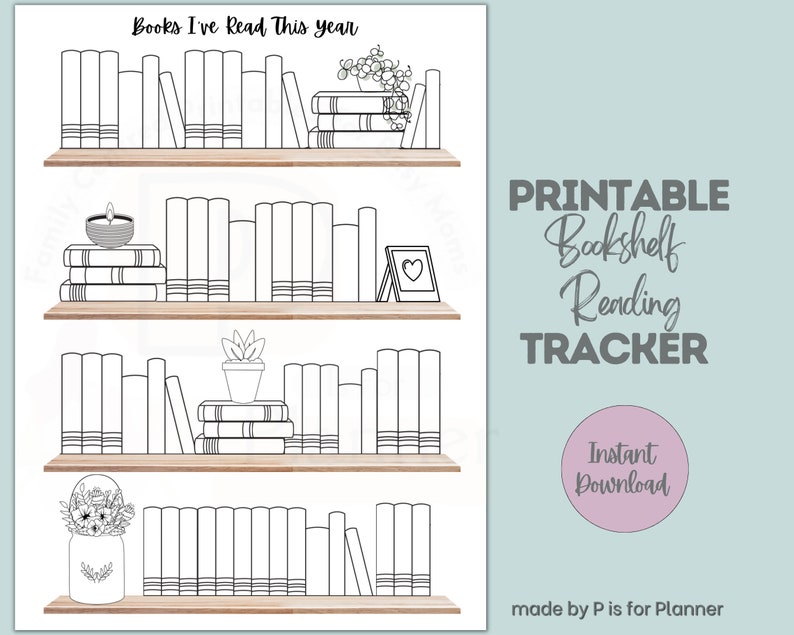 Bookshelf Book Tracker Printable, Floral Reading Log Planner Insert ...