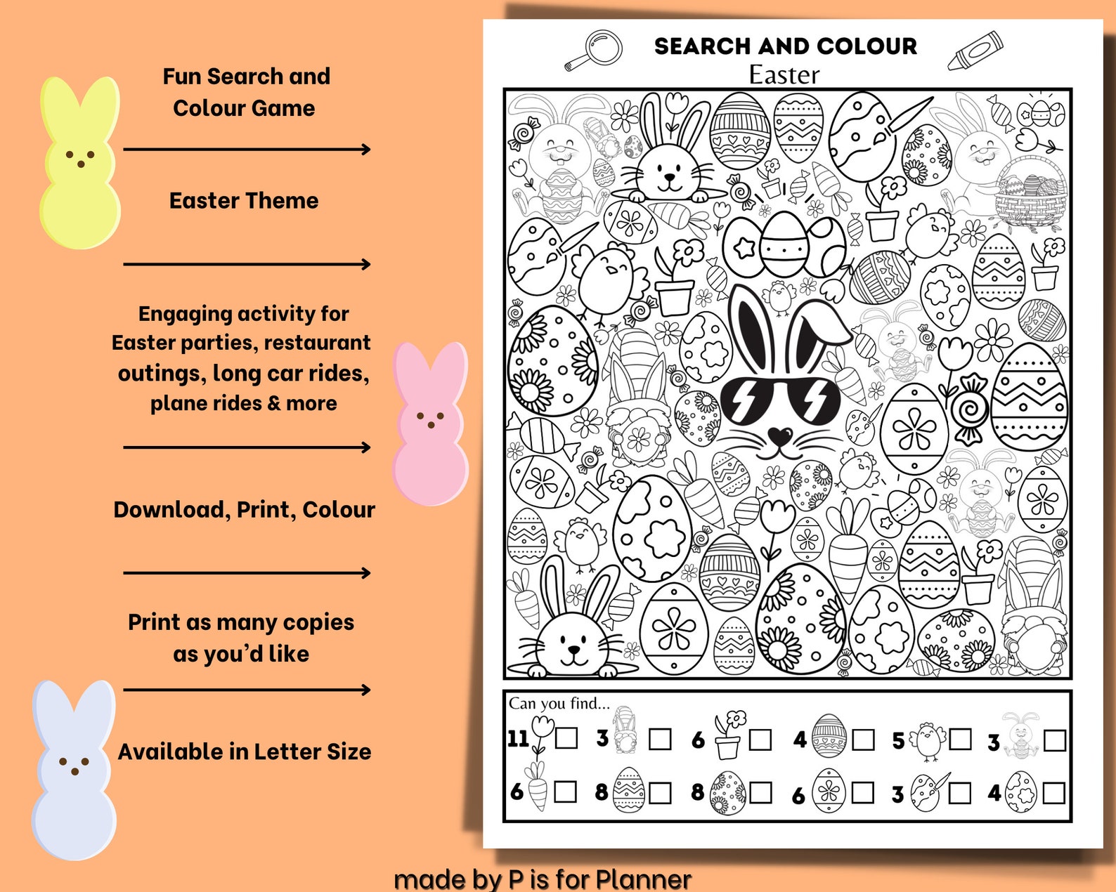 Easter Search and Colour Printable, I Spy Easter Game, Colouring Page ...