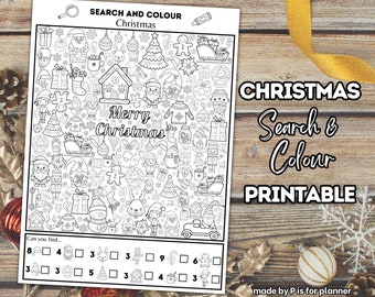 Christmas Search and Colour Printable Game, Christmas Colouring Page, I ...