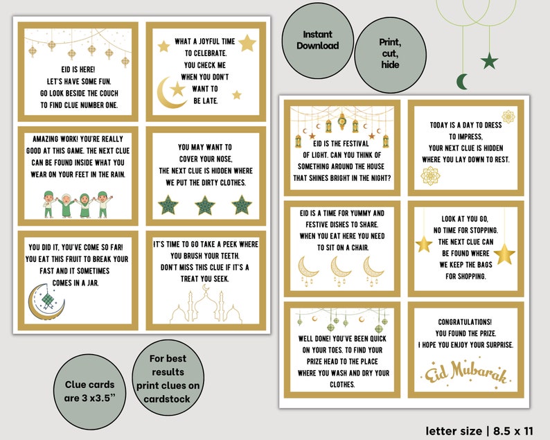 Eid Scavenger Hunt for Kids, Indoor Scavenger Hunt Clues, Ramadan Kids Treasure Hunt Clues ...