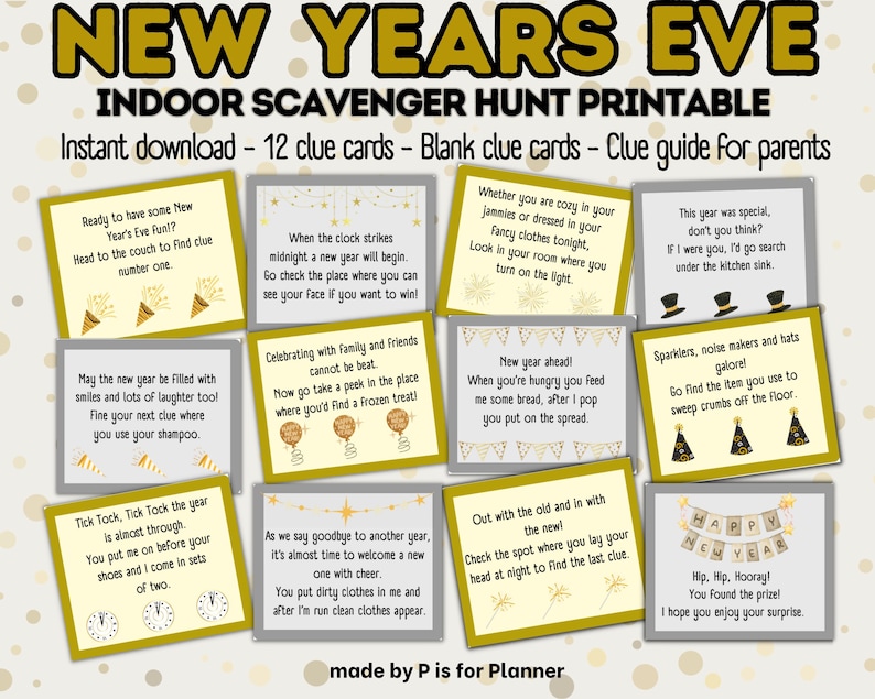 New Years Eve Scavenger Hunt for Kids, Indoor Holiday Treasure Hunt ...