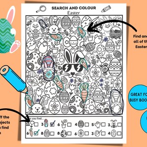 Easter Search and Colour Printable, I Spy Easter Game, Colouring Page ...
