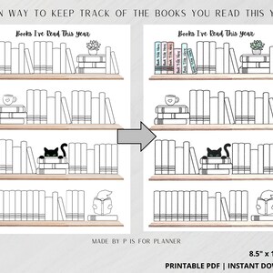 Reading Tracker Printable, Bookshelf Reading Log, Book Tracker, Book ...